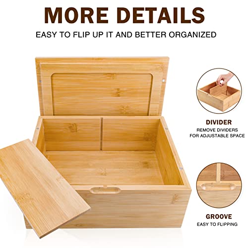 Large Natural Bamboo Decorative Storage Box Wooden Keepsake Box - 10β x 8β x 4β with Magnetic Lid for Home Storage (Standard Version)