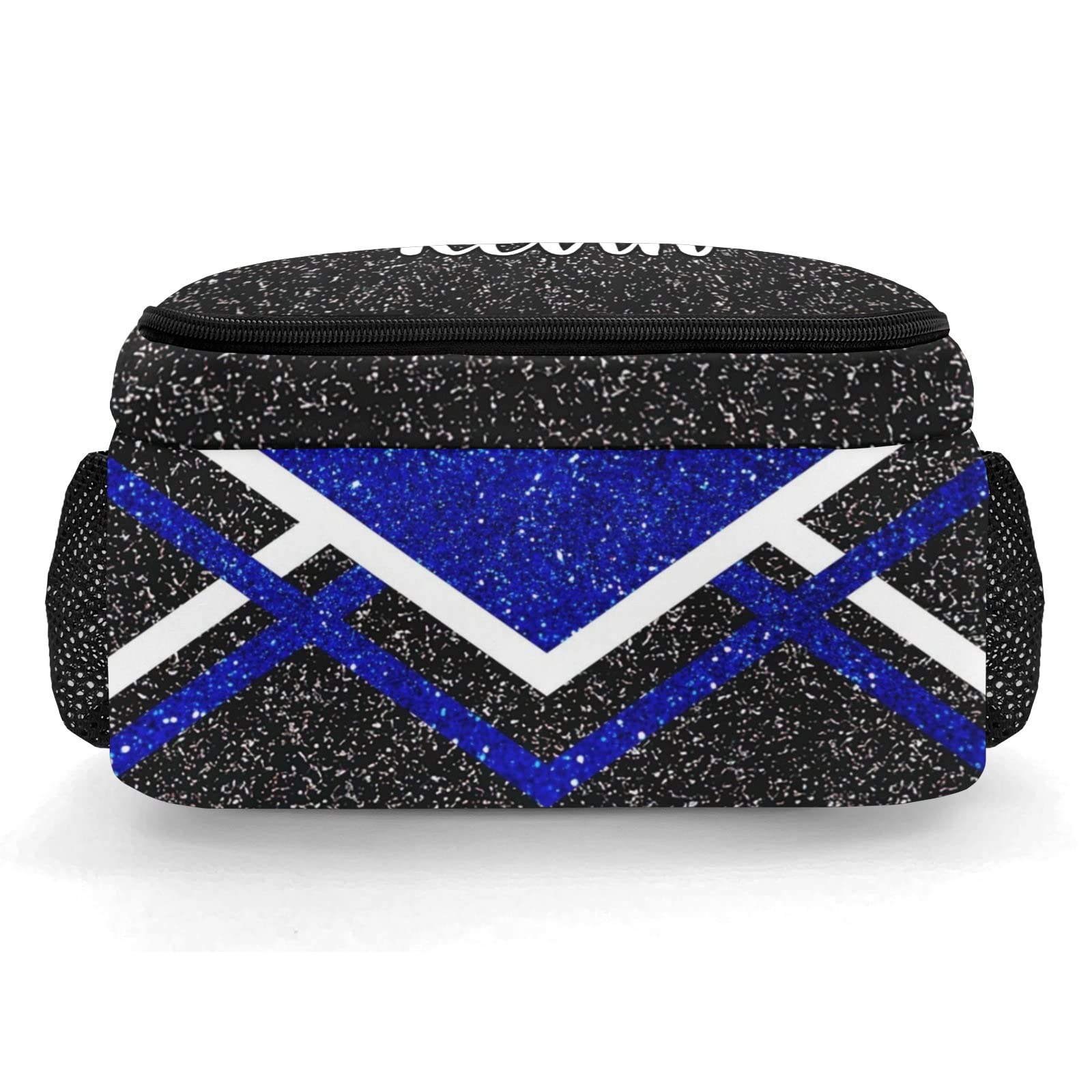 XOZOTY Bling Print Blue Cheerleader Cheer Backpack Personalized with Name for Men Women Shoulder Bag Laptop Bag Bookbag