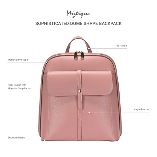 MMS Brands Miztique The Chloe Backpack Purse for Women, Sleek Shoulder Bag, Soft Vegan Leather - Blush