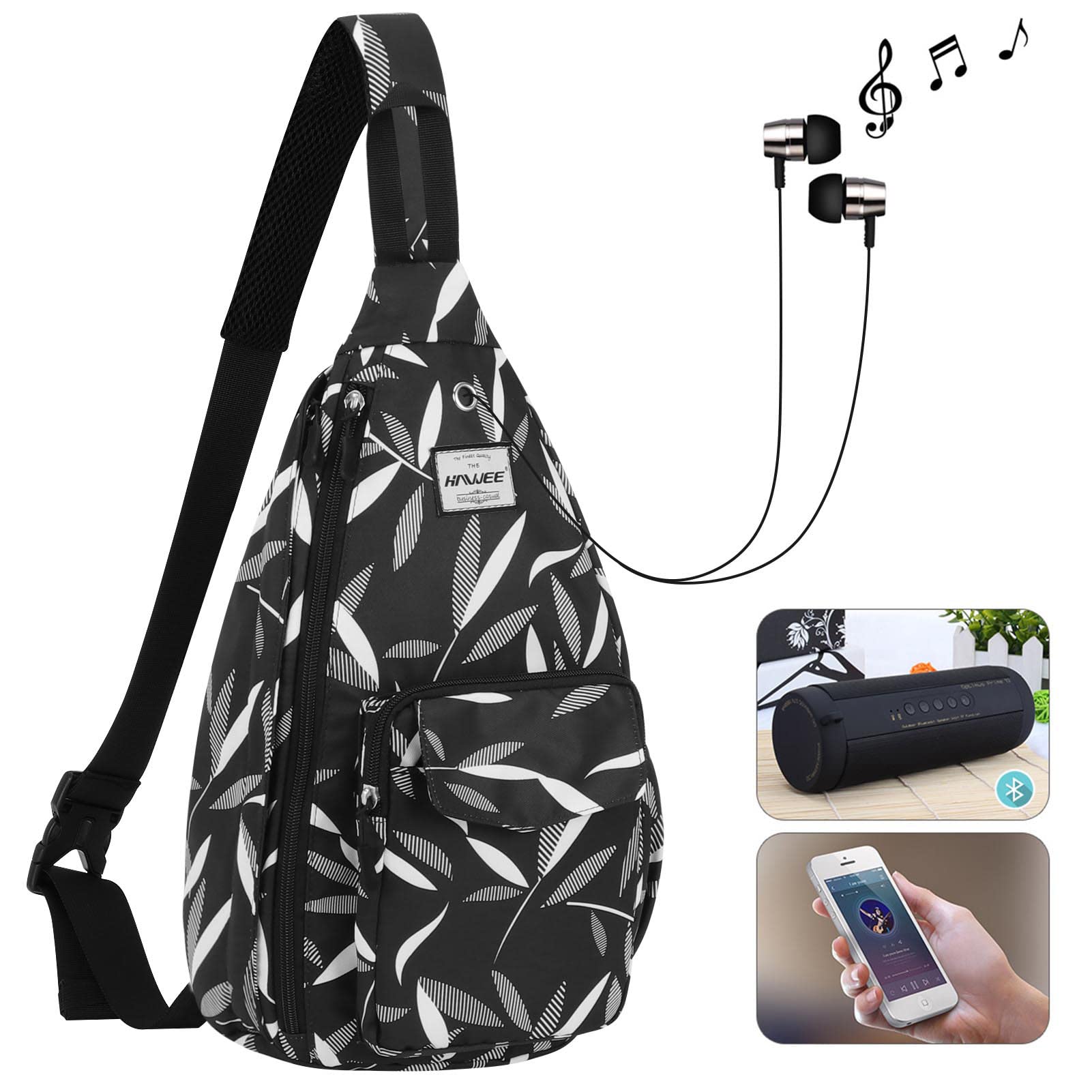 HAWEE Rope Sling Bag for Women Men Casual Cross Body Daypack Backpack Adjustable Strap with Side Pocket Anti-theft for Travel/Sport, Willow