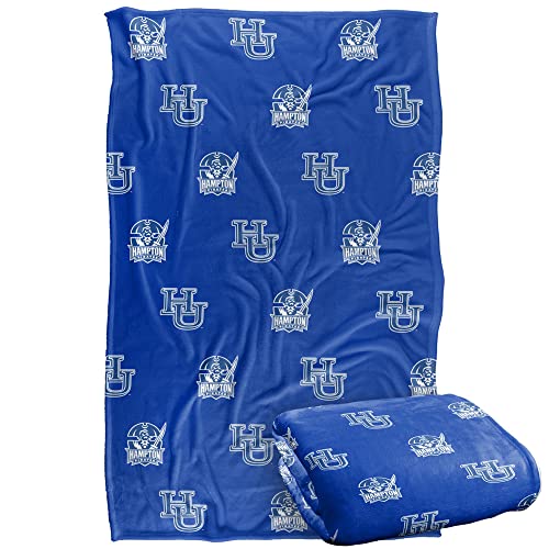 Hampton University Pirates Blanket, 36"x58" Logo Pattern, Silky Touch Sherpa Back Super Soft Throw