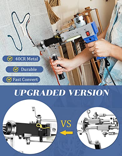 Tufting Gun, Carpet Weaving Machine, 2 in 1 Cut and Loop Pile Electric Tufting Gun, 5-45 Stitches/s High Speed Rug Gun, 4-19mm Adjustable Pile Height, Hand Tufting Gun for Handmade DIY (Tufting cloth)