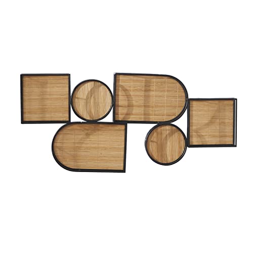 Deco 79 Bamboo Geometric Shapes Wall Decor with Metal Wire Frames, 37" x 2" x 17", Brown