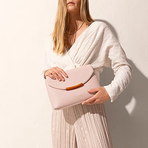 KATIE LOXTON Dani Tortoiseshell Womens Medium Vegan Leather Handbag Purse Clutch Dusty Pink
