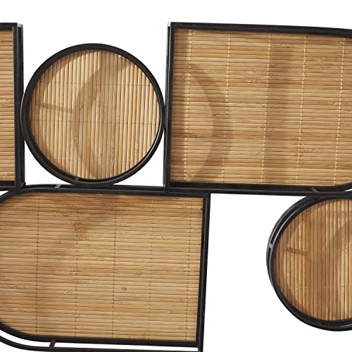 Deco 79 Bamboo Geometric Shapes Wall Decor with Metal Wire Frames, 37" x 2" x 17", Brown