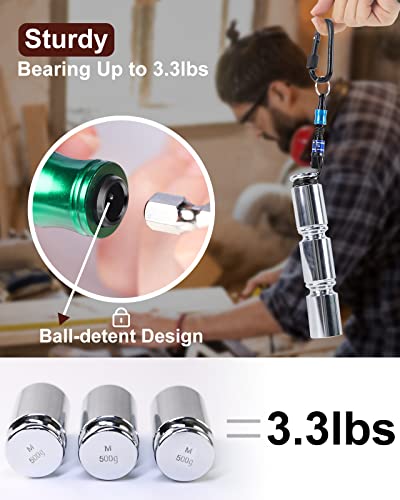 Upgrade, Push to Unlock,katerk 6pcs 1/4 inch Hex Shank Aluminum Alloy Screwdriver Bits Holder Light-weight Quick-change Extension Bar Keychain Drill Screw Adapter Change Portable, With Black Carabiner
