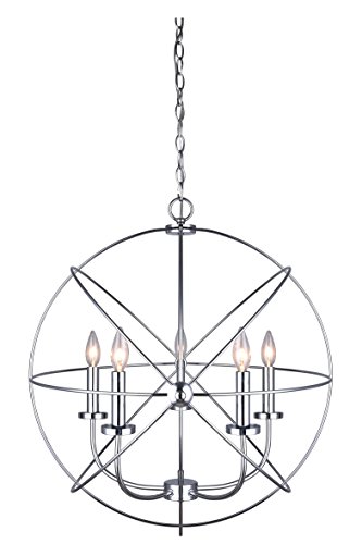 CANARM ICH282B05CH25 Sumerside 5 Light Chandelier, 25.2" x 25.2" x 11.81", Chrome