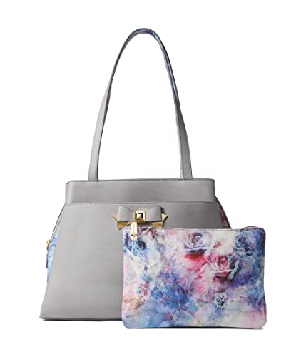 Betsey Johnson Jaime Double Handle Satchel with Pouch and Bow Grey One Size