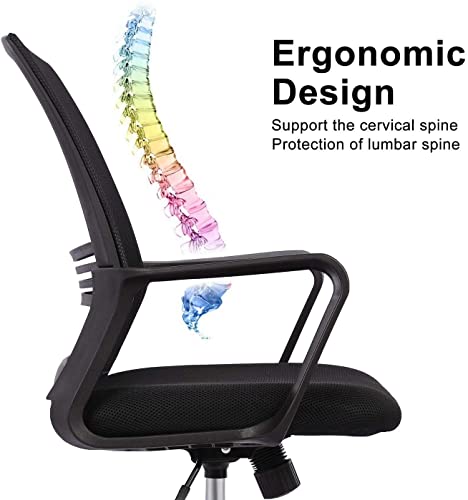 Office Chair, Desk Chair Home Office Chair Mesh Computer Chair Ergonomic Office Chair with Lumbar Support Armrests, Mid Back Task Chair Adjustable Swivel Rolling Chair for Home Office, Living Room