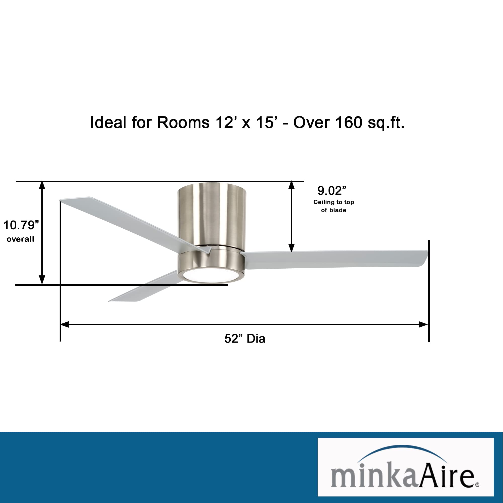 MINKA-AIRE Roto Flush 52" Hugger LED Ceiling Fan F644L-BN - Brushed Nickel