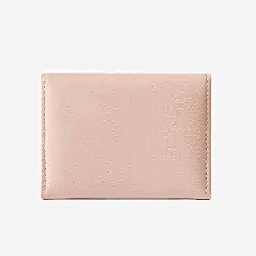 Belsmi Women Small Slim Minimalist Leather Bifold Trifold Wallets (Style D - Beige)