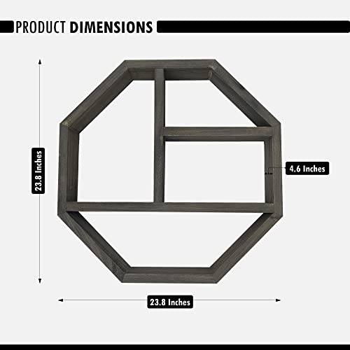 Asuare Wooden Hexagon Shelf | Floating Hexagon Shelf | Essential Oil Display | Crystal Display Shelf | Decor for Room, Bathroom, Living Room| Meditation Shelf