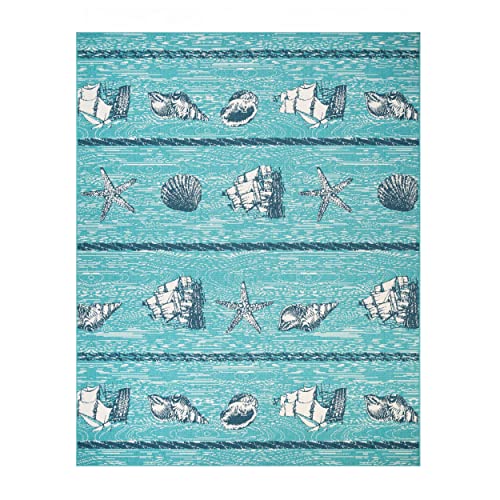 BNM Tropical Leaves Coastal Palm Indoor/Outdoor Area Rug, Sturdy Jute Backing, Perfect for Patio, Backyard, Playroom, Kitchen, Bedrooms, Deck, Dining Room, and Entryway, Pet Friendly, 8' x 10'