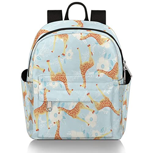 Giraffe Flower Mini Backpack Purse for Women, Animal Giraffe Small Fashion Daypack, Casual Lightweight Bag