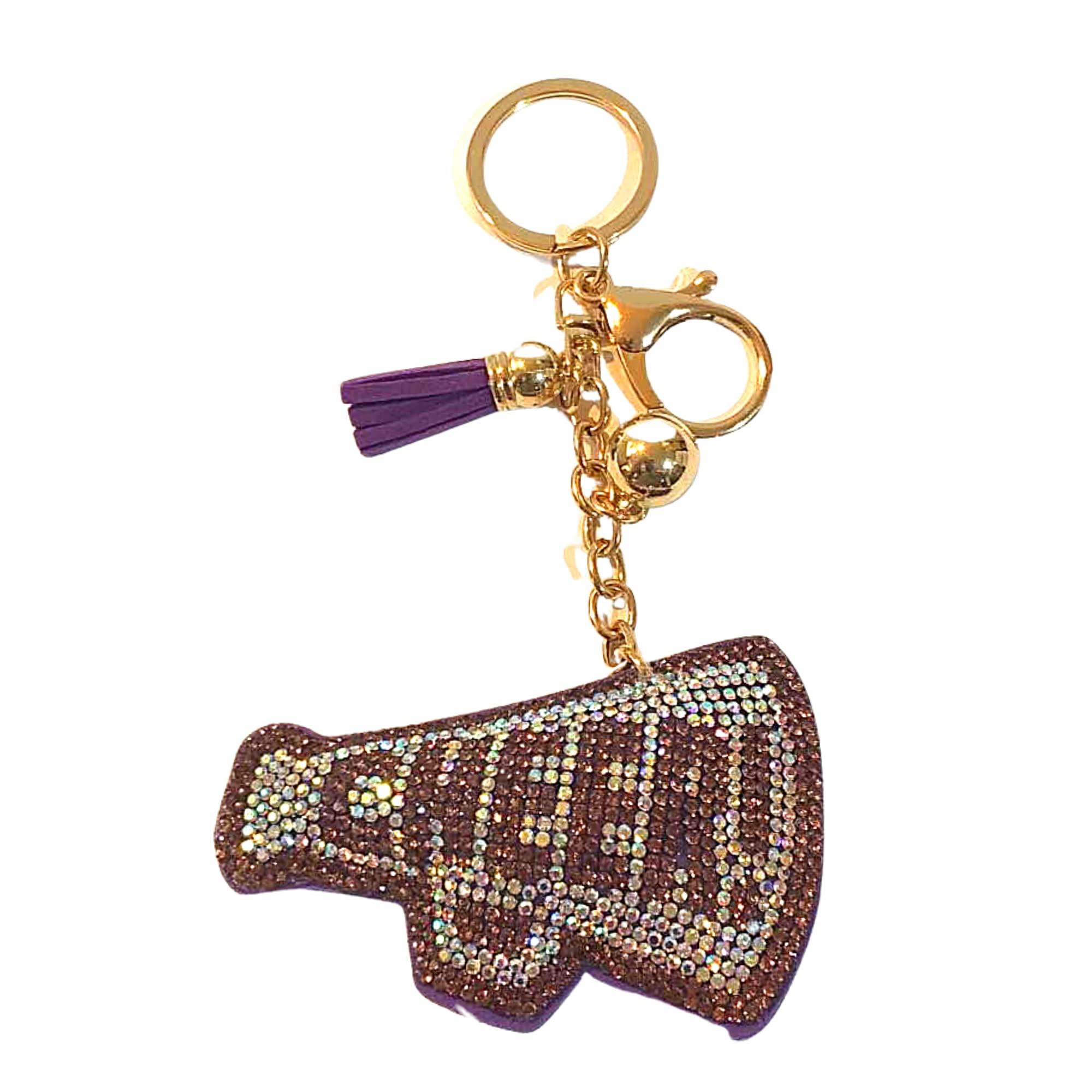Popfizzy Pink Cheer Keychain for Girls, Bling Cheerleader Backpack Key Chain, Rhinestone Bag Charms, Keyring Key Fob