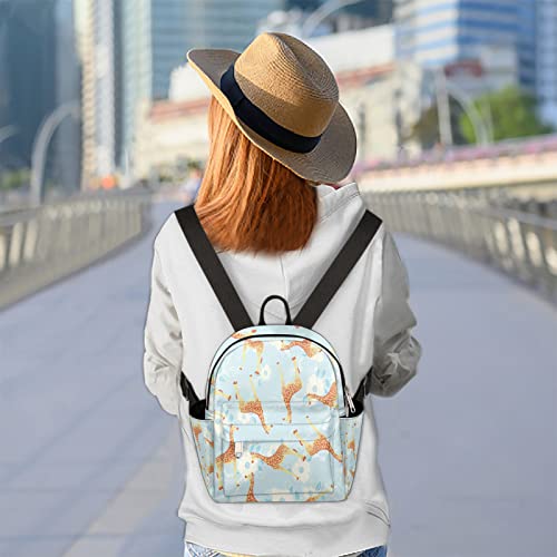 Giraffe Flower Mini Backpack Purse for Women, Animal Giraffe Small Fashion Daypack, Casual Lightweight Bag