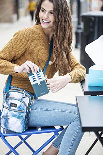 KEDZIE Essentials Only Women's Zippered Wallet in Vegan Leather Small Card Holder Wallet Exterior ID Window - Teal