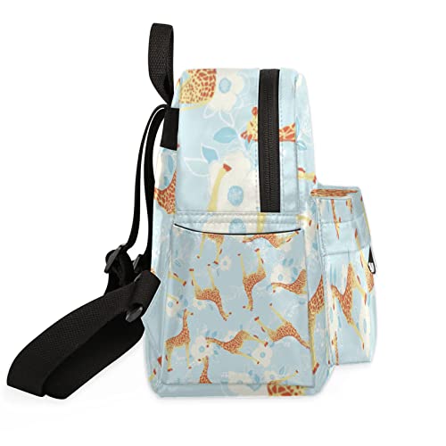 Giraffe Flower Mini Backpack Purse for Women, Animal Giraffe Small Fashion Daypack, Casual Lightweight Bag