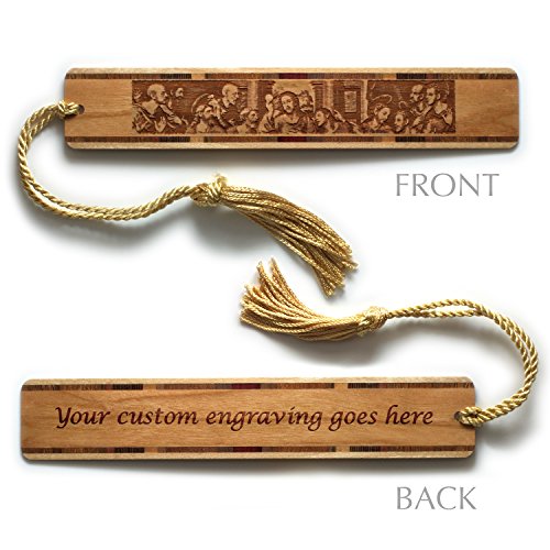 Personalized The Last Supper Jesus Apostles Engraved Wooden Bookmark - Made in USA - Also Available Without Personalization