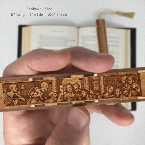 Personalized The Last Supper Jesus Apostles Engraved Wooden Bookmark - Made in USA - Also Available Without Personalization
