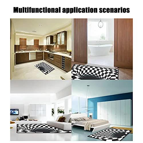 3D Area Rug Floor Mat,3D Carpet Bottomless Hole Optical Illusion Area Rug,Anti-Skid Non-Woven Black White Doormat for Living Dinning Room Bedroom Kitchen (A, 23.6X35.4 inch)…