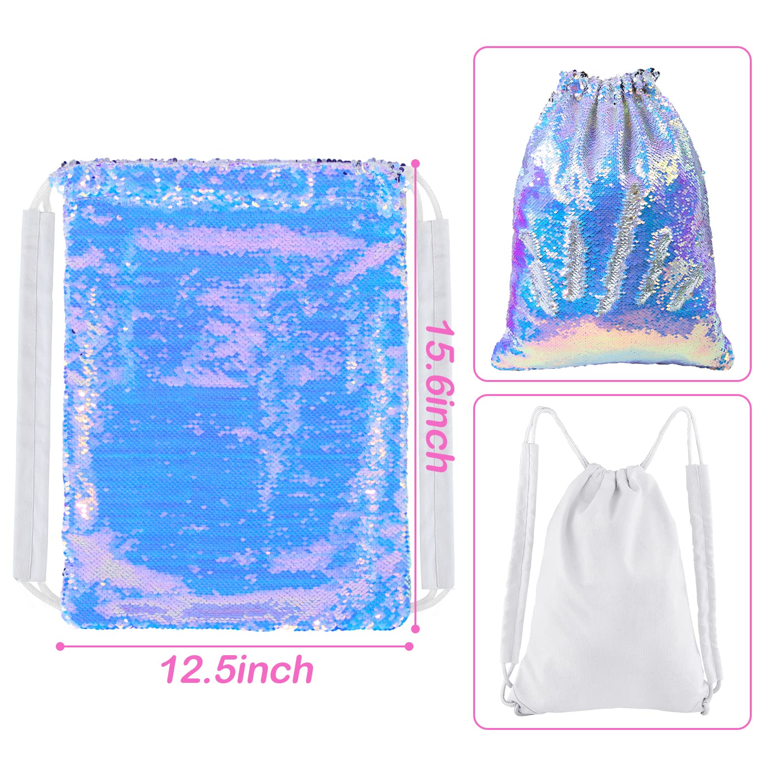 MHJY Sparkly Drawstring Backpack Mermaid Sequin Dance Bag Sports Gym Beach Swim Backpack Birthday Easter Gift Bag