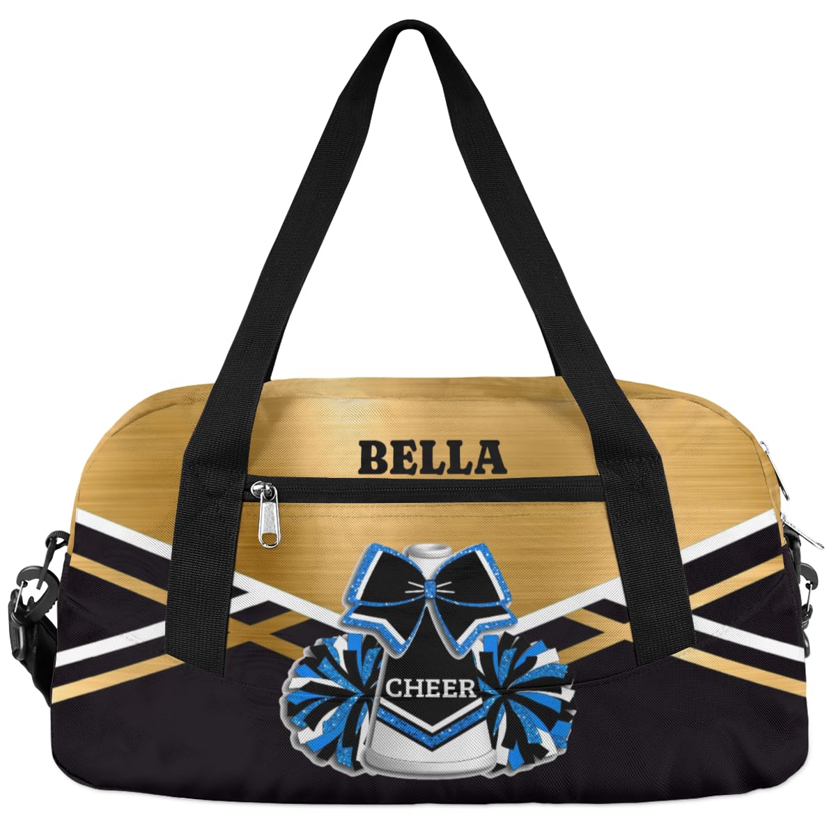 Personalized Cheerleader Bag Dance Bag for Girl, Custom Gym Bag Sport Duffel Bag, Weekender Bags Travel Duffel Bag Glittery Gold Cheer