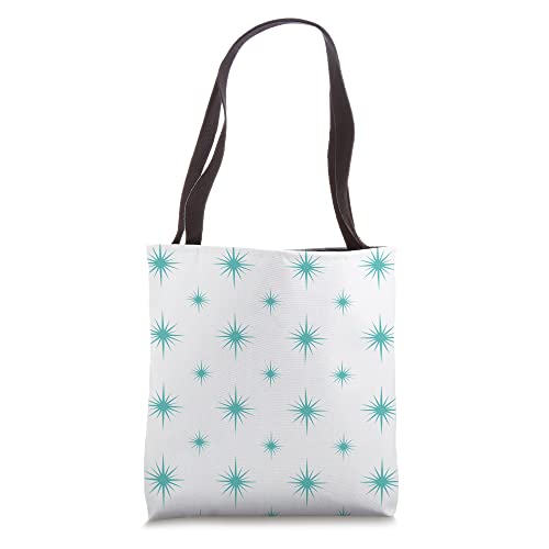 Turquoise Blue Starburst Pattern Mid-century Modern Tote Bag