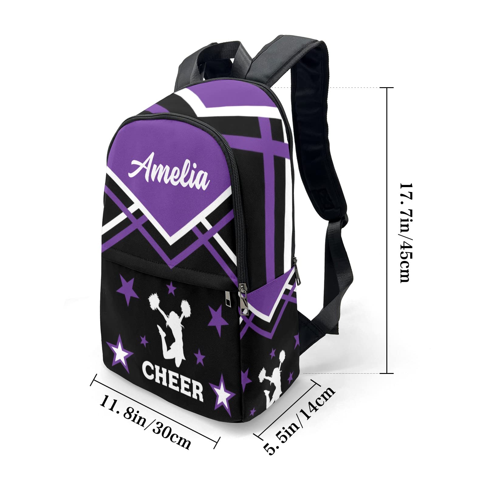 Yeshop Cheerleader Cheer Purple 1 Personalized Backpack for Teen Boys Girls,Custom Travel Backpack Bookbag Casual Bag Name Gift
