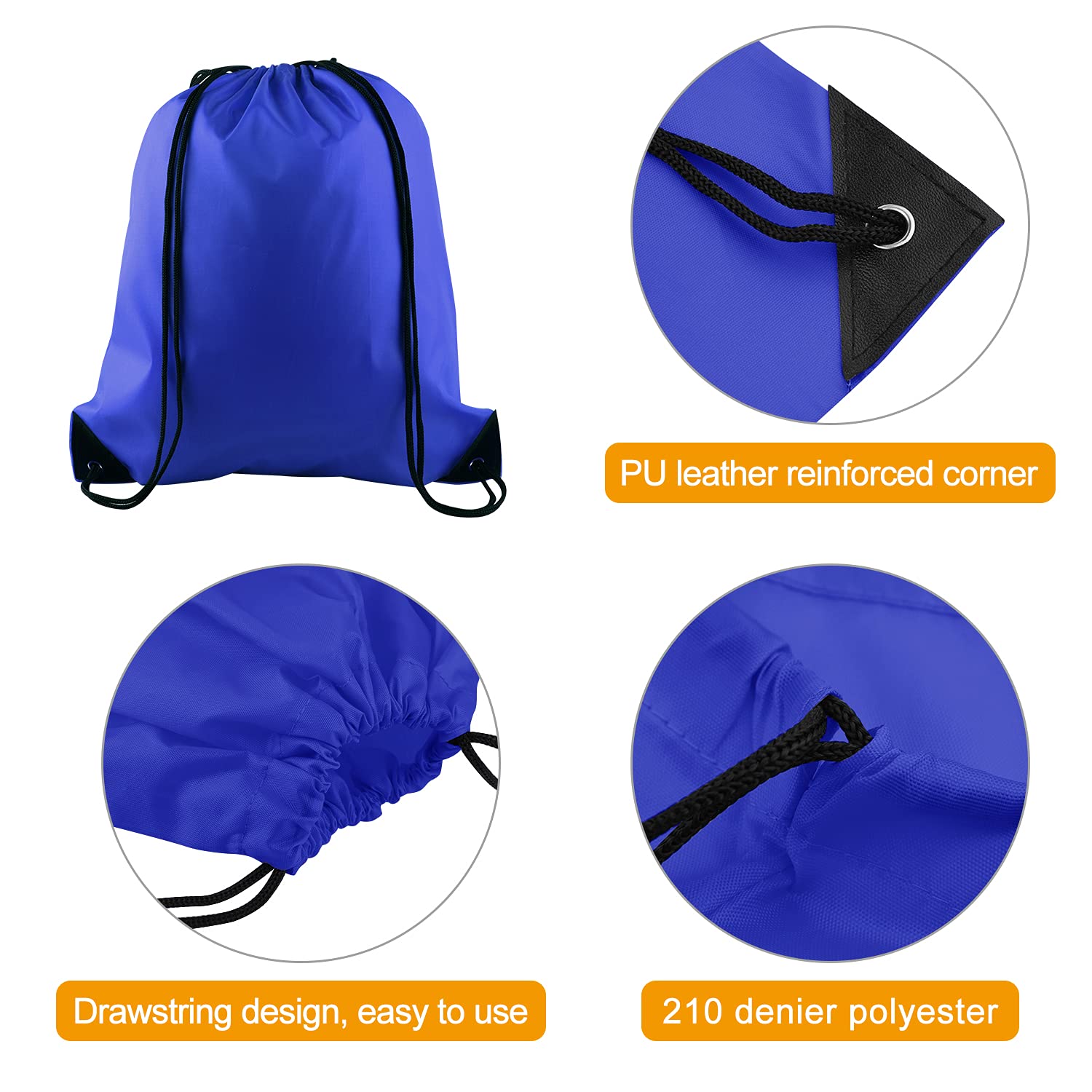 PLULON 25 Pcs Blue Drawstring Backpack Bags Bulk String Backpack Cinch Sack Pull Sport Gym Backpack Bags for Yoga Traveling Outdoor Sports