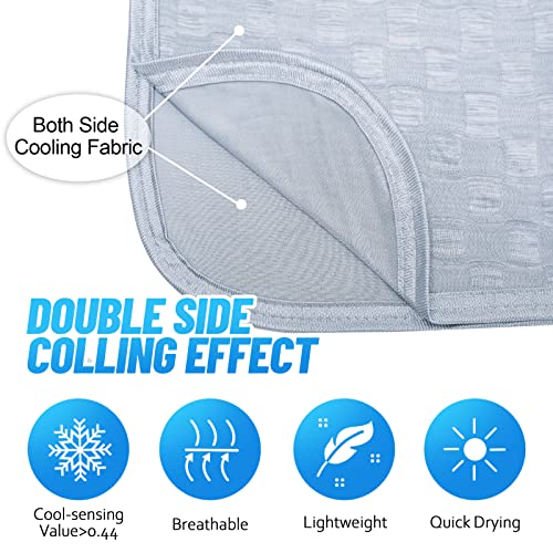 Ailemei Direct Cooling Throw Blanket for Hot Sleepers, with Double Sided Cold Effect, Lightweight Breathable Summer Blanket for Night Sweats, Throw Blankets for Couch, 50"x60", Gray Checkered
