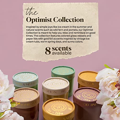 Paddywax Firefly Candle Co. Optimist Scented Candles with Soy Wax Blend and Reusable Glass Jar for Home Fragrance and Aromatherapy - 7 Ounce, Linen Rosewood, Dusty Pink
