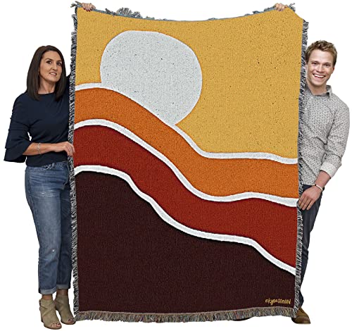 Pure Country Weavers 70's Sunset Blanket by Kyra Brown - Abstact Art - Gift Tapestry Throw Woven from Cotton - Made in The USA (72x54)