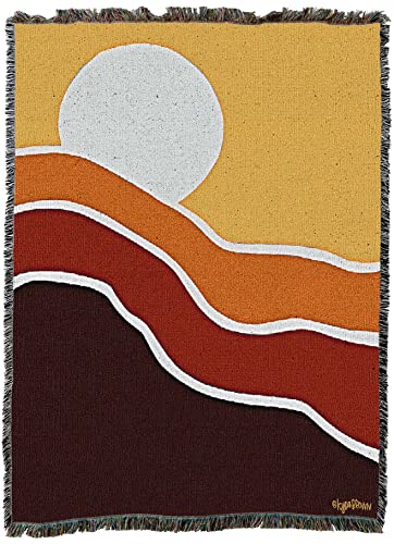 Pure Country Weavers 70's Sunset Blanket by Kyra Brown - Abstact Art - Gift Tapestry Throw Woven from Cotton - Made in The USA (72x54)