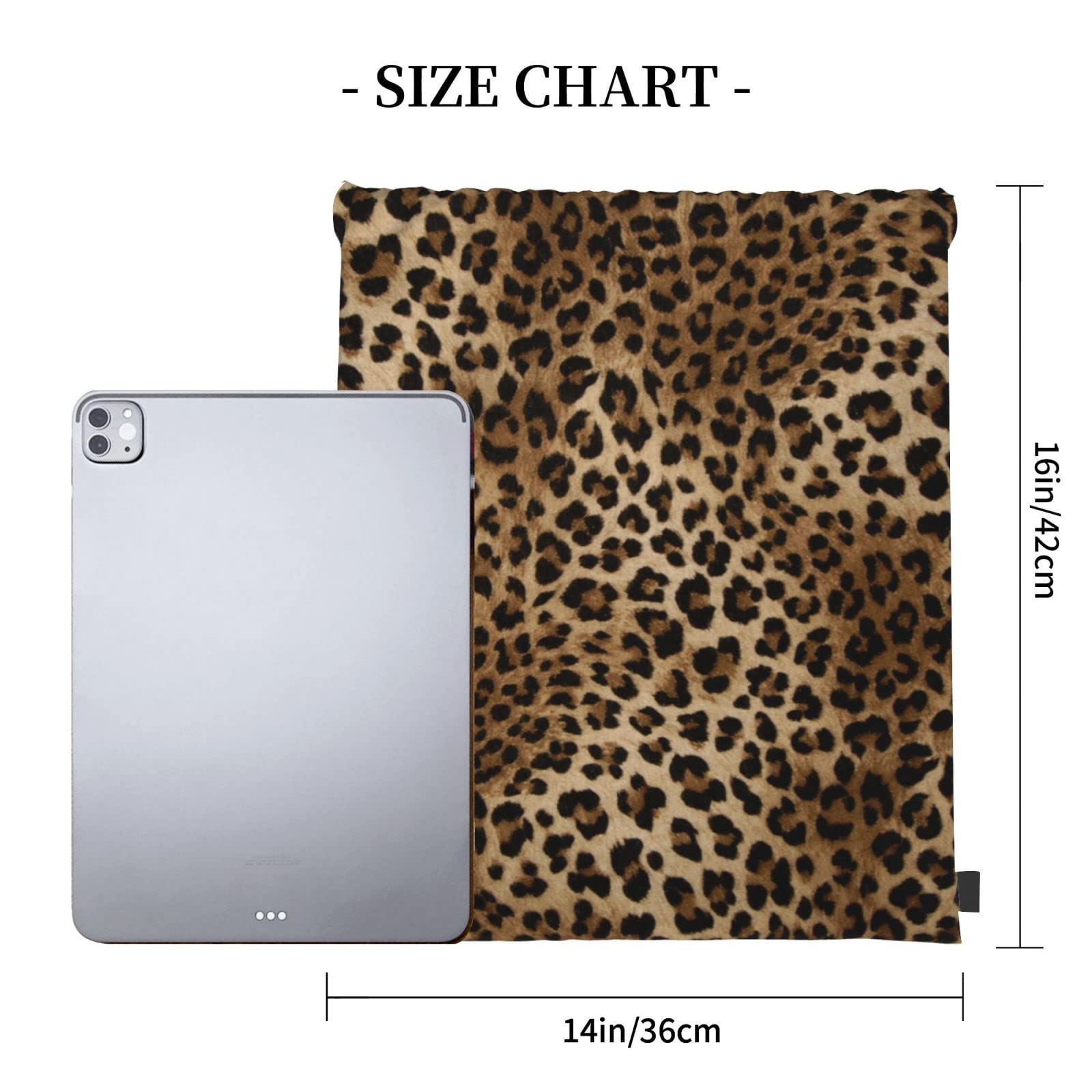 LAKUERVI Drawstring Backpack Bag Brown Leopard Print Sports Gym Sack Wildlife Animal Skin Pattern Drawstring Bag String Bag Decorative Shopping Sports Yoga Travel Backpack For Men Women
