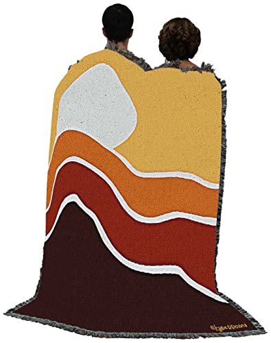 Pure Country Weavers 70's Sunset Blanket by Kyra Brown - Abstact Art - Gift Tapestry Throw Woven from Cotton - Made in The USA (72x54)