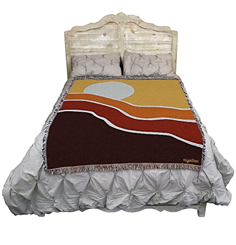 Pure Country Weavers 70's Sunset Blanket by Kyra Brown - Abstact Art - Gift Tapestry Throw Woven from Cotton - Made in The USA (72x54)