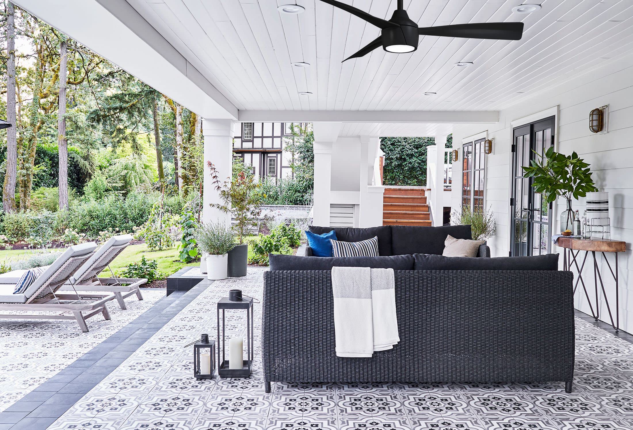 MINKA-AIRE Skinnie 44" Outdoor LED Ceiling Fan F625L-CL - Coal