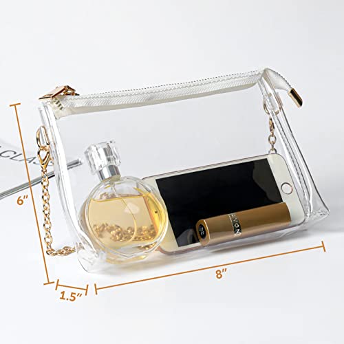 Lorbro Clear Purses for Women Stadium Approved, Clear Crossbody Shoulder Bag with Zipper Closure, Transparent Purse for Concerts, Sporting Event, Party, Festivals