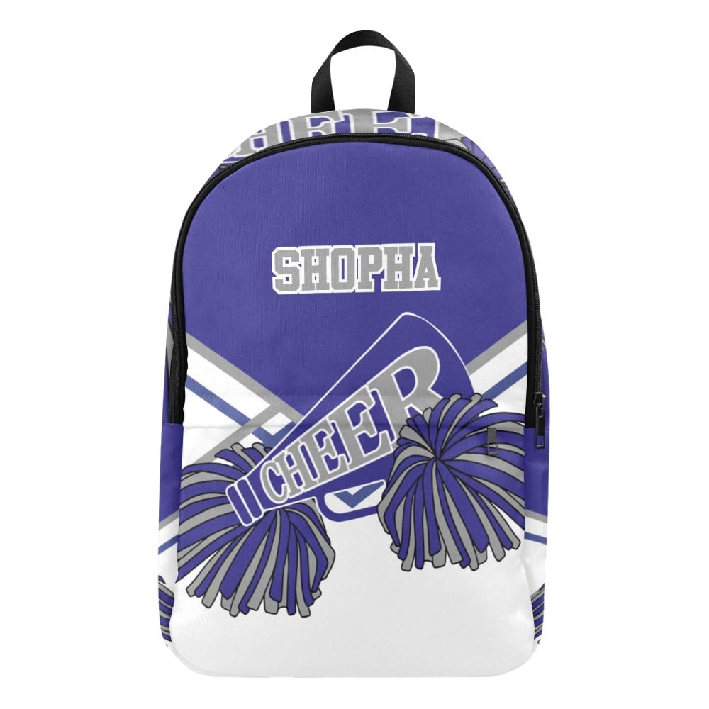 Cheer Blue White Cheerleader Waterproof Backpack Sport Shoulder Bag for Men Women Gift, 11.8''(L) x 5.51''(W) x 17.72''(H)