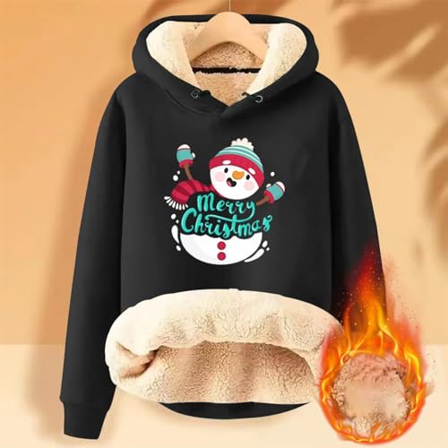Womens Down Winter Coat Backpack Deals Women'S Oversized Hoodies Fleece Sweatshirts Christmas Printed Long Sleeve Warm Plush Hooded Pullover Sweaters