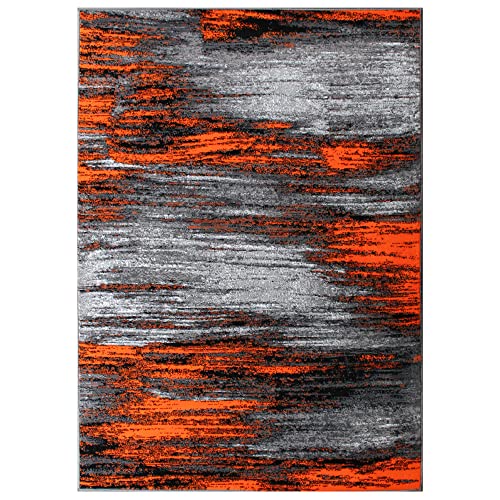 Flash Furniture Rylan Collection Abstract Area Rug - Scraped Design Orange Olefin Rug - 8' x 10' Area Rug - Jute Backing - Living Room, Bedroom, & Family Room