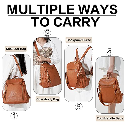 FUDYNMALC Backpack Purses for Women, Fashion Multipurpose Design Handbags and Shoulder Bag, Convertible PU Leather Travel Bag
