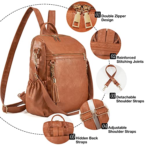 FUDYNMALC Backpack Purses for Women, Fashion Multipurpose Design Handbags and Shoulder Bag, Convertible PU Leather Travel Bag