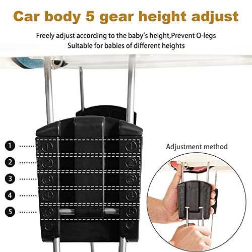 Quocdiog Baby Walker Foldable Adjustable Height,Multi-Function Anti-Rollover Toddler Walker,Suitable for All terrains for Babies Boys and Girls 6-18Months 9 Heights Adjustable (Black)