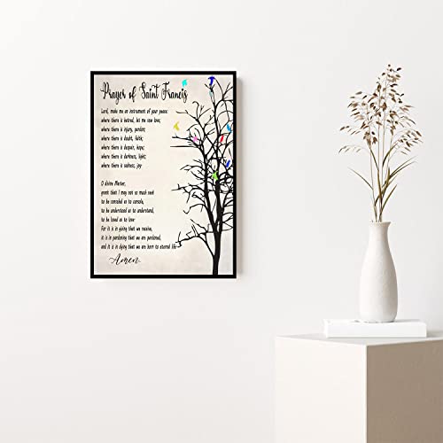 RCVTVPV Prayer Of Saint Francis Wall Art Religious Catholic Art Poster Hummingbird Print Canvas Wall Art For Home Office Framed Ready to Hang 8"x12"