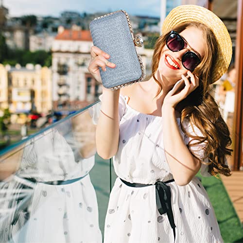 UBORSE Women Clutch Bag Glitter Evening Bag Elegant Evening Purse for Women Wedding Party Purse Handbag(Blue)
