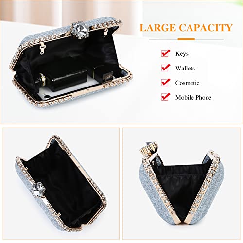 UBORSE Women Clutch Bag Glitter Evening Bag Elegant Evening Purse for Women Wedding Party Purse Handbag(Blue)