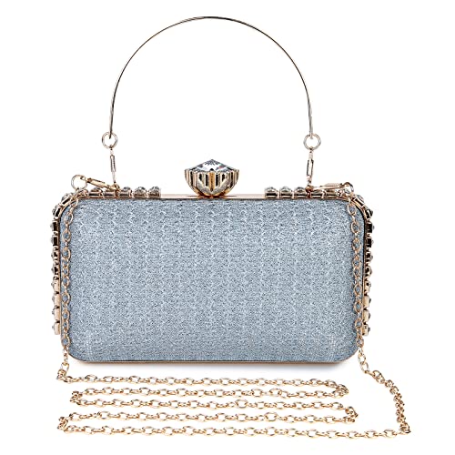 UBORSE Women Clutch Bag Glitter Evening Bag Elegant Evening Purse for Women Wedding Party Purse Handbag(Blue)