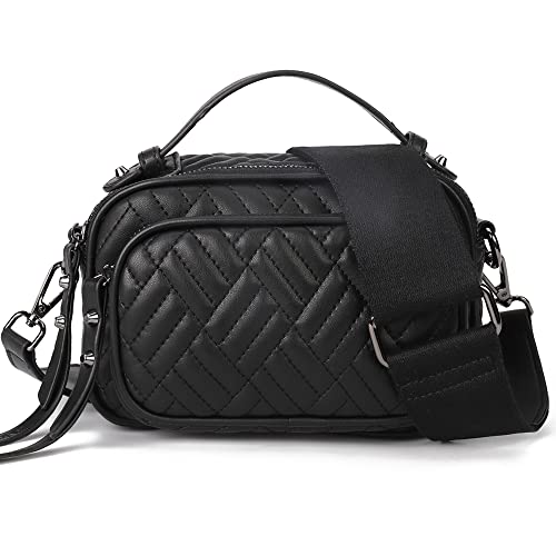Small Crossbody Purses for Women PU Leather Quilted Cross Body Bag and Satchel Handbags with Top Handle